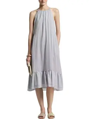 Peserico Ruffled-hem Halterneck Midi Dress - Blue