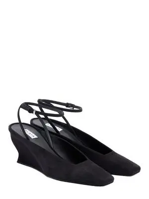 Alaïa Wave Suede Wedges - Black