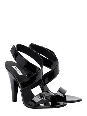 Alaïa Cone Heel Patent Leather Sandals - Black