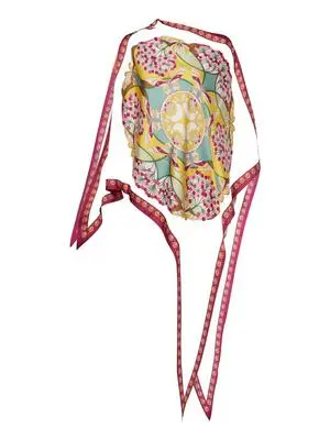 La DoubleJ Florette Placee Asymmetric Silk Twill Top - Multicoloured