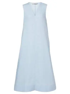Asceno Nisha Linen Midi Dress - Blue