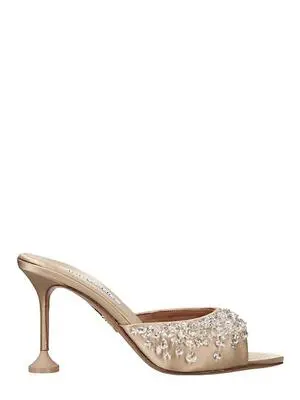 AQUAZZURA Aquazzura Bisous Crystal 85 Satin Mules Blush