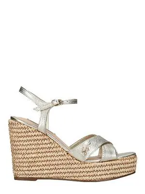 Steve Madden Leather Wedge Sandals Gold