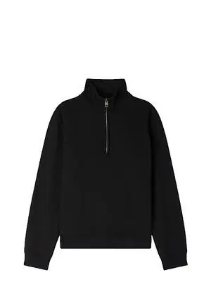 Sandro Funnel-neck Half-zip Cotton Sweatshirt - Black