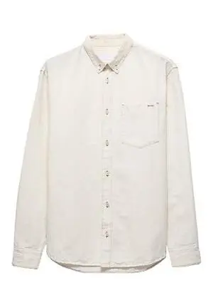 Prada Chambray Cotton-linen Shirt - Neutral