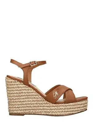 Steve Madden Cylo Leather Wedge Sandals Tan
