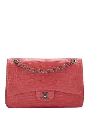 Chanel Alligator Classic Double Flap Jumbo Bag Red