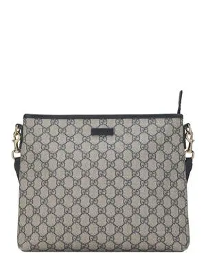 Gucci Gg Zip Flat Messenger - Navy