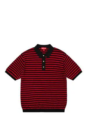 Supreme Vertical Stripe Knit Long Sleeve Polo Shirt - Brown