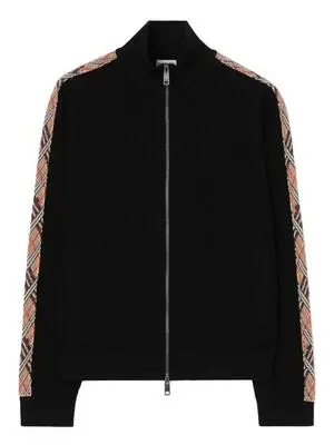 Burberry Check Trim Cotton Track Jacket - Black