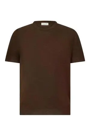 ROBERTO COLLINA Textured Knitted T-shirt - Brown