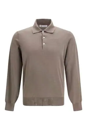 Brunello Cucinelli Long-sleeve Polo Shirt Neutrals
