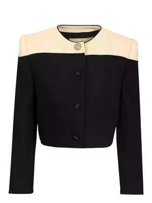 Valentino Garavani Padded Shoulder Cropped Jacket - Black