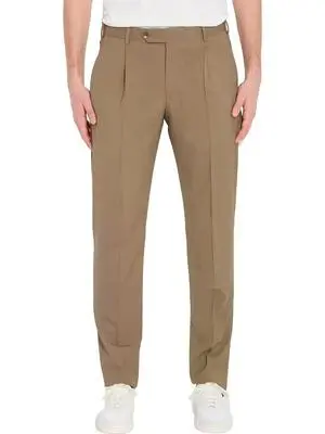 PT TORINO Pleated Virgin Wool Trousers - Brown