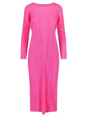 Issey Miyake Pleated Midi Dress - Pink