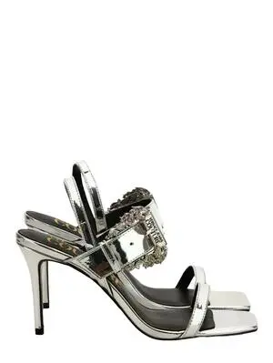 Versace Embellished-buckle Strappy Sandals - Silver