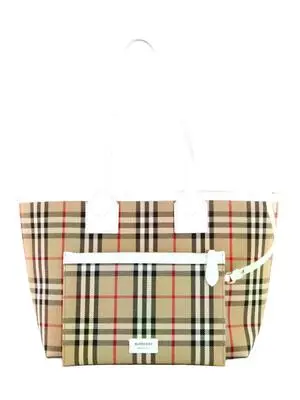 Burberry London Vintage Check Canvas Small Tote Bag - Brown