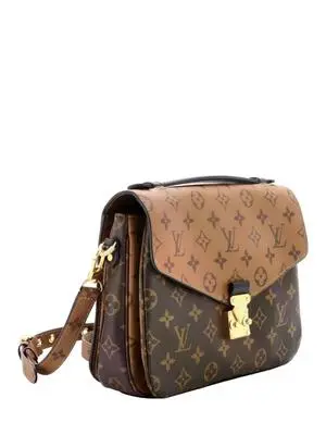 LOUIS VUITTON Pochette Metis Reverse Monogram Canvas Crossbody Bag Brown