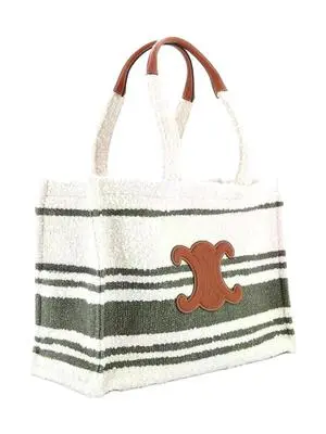 Celine Cabas Thais Striped Fabric Large Tote Bag - Green