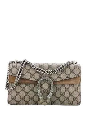 Gucci Dionysus Small Shoulder Bag Gg Coated Canvas With Crystal Embellished Metal - Brown