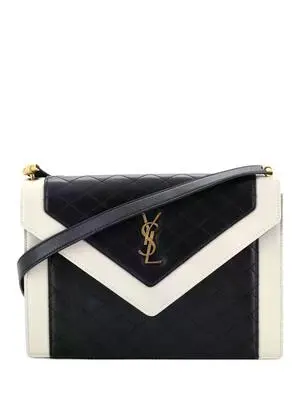 Saint Laurent Gaby Envelope Satchel Quilted Leather Crossbody Bag - Black