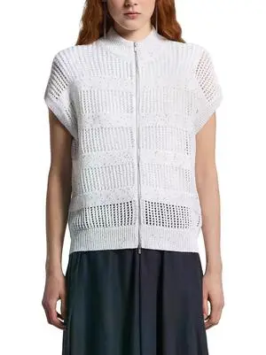 Peserico Open Knit Knitwear With Zip Fastening - White