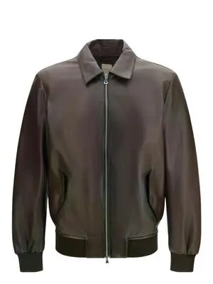 ANDREA D'AMICO Leather Zip Jacket - Brown