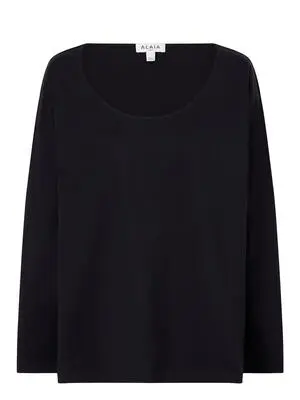 Alaïa Cotton-jersey Long-sleeve T-shirt - Black