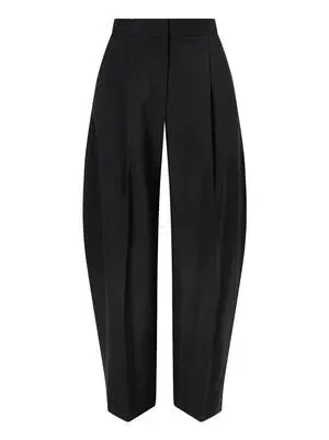 Alaïa Pleated Wool-blend Gabardine Tapered Trousers - Black