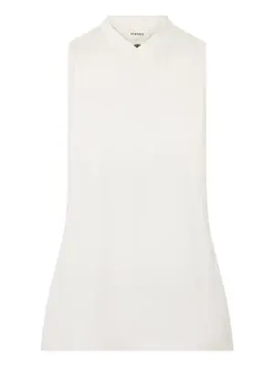 Versace Sleeveless Embroidered Stretch-cotton Jersey Tank Top - White