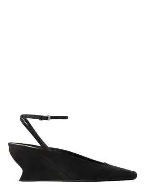 Alaïa Suede Wedge Pumps With Ankle Straps - Black