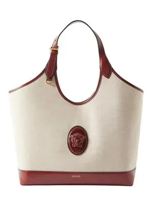 Versace Leather-trimmed Canvas Tote - Multi