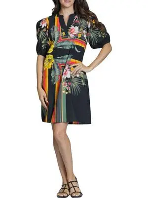 APNY Puff Sleeve Minidress - Yellow Multi