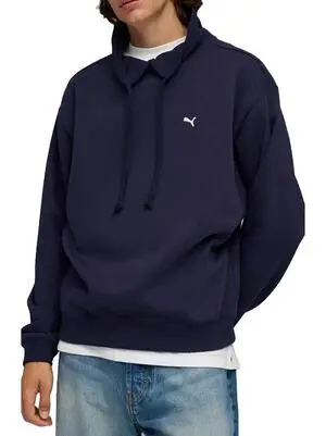 PUMA Essentials French Terry Polo Sweatshirt - Puma Navy