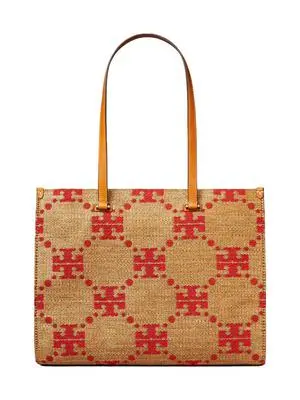 Tory Burch T Monogram Woven Tote - Natural