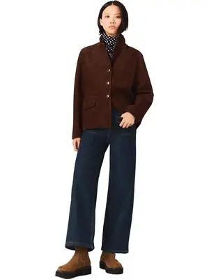 Maje Wide Jeans With Patch Pockets - Navy