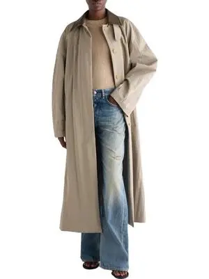 Acne Studios Belted Technical Cotton & Nylon Trench Coat - Khaki Grey