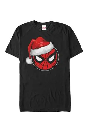 MARVEL: SPIDER-MAN Christmas Santa Hat Short Sleeve Graphic T-shirt - Black