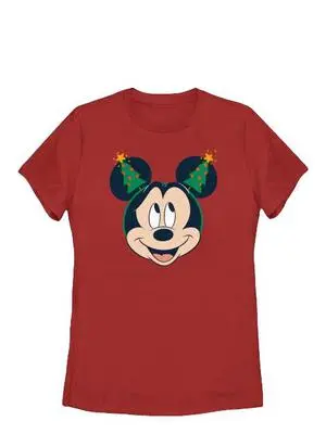 MICKEY & FRIENDS Mickey Mouse Christmas Tree Ears Graphic T-shirt - Red