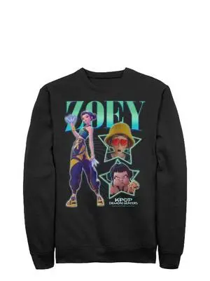 KPOP DEMON HUNTERS Zoey Super Star Logo Crewneck Sweatshirt - Black