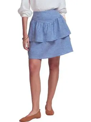 Boden Tiered Linen Skirt - Chambray