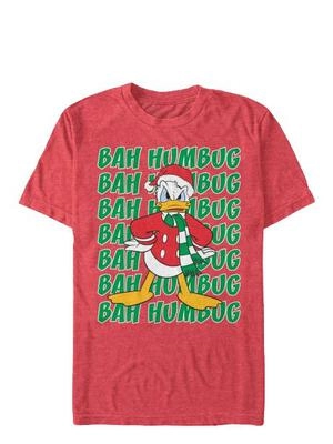 MICKEY & FRIENDS Christmas Donald Duck Bah Humbug Graphic T-shirt - Red Heather