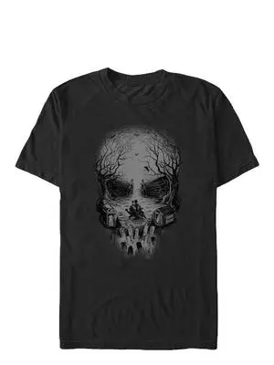 HAUNTED MANSION Graveyard Skull Graphic T-shirt - Black
