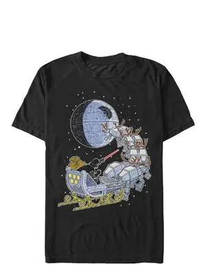STAR WARS Christmas Darth Vader Santa's Sleigh Graphic T-shirt - Black