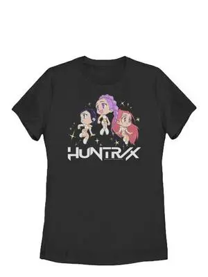 KPOP DEMON HUNTERS Chibi Trio Huntrix Graphic T-shirt - Black