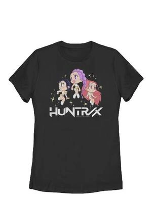 KPOP DEMON HUNTERS Chibi Trio Huntrix Graphic T-shirt - Black