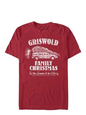 NATIONAL LAMPOON'S CHRISTMAS VACATION Griswold Distressed Logo Graphic Tee - Cardinal
