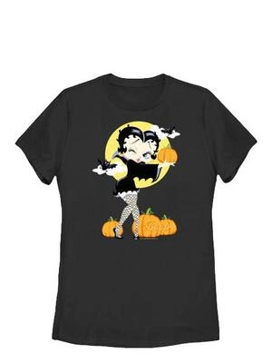 BETTY BOOP Halloween Pumpkins Graphic T-shirt - Black