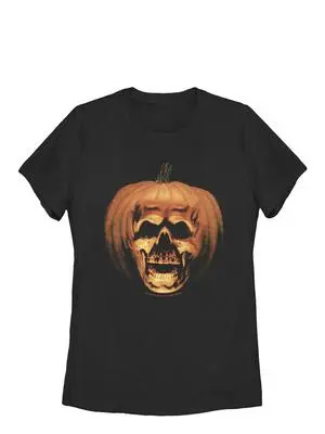 HALLOWEEN Ii Skeleton Carved Pumpkin Graphic T-shirt - Black
