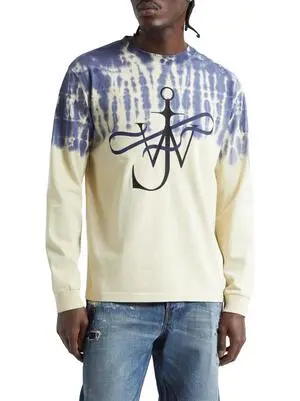 JW Anderson Tie Die Ribbon Anchor Logo T-shirt - Ecru/navy